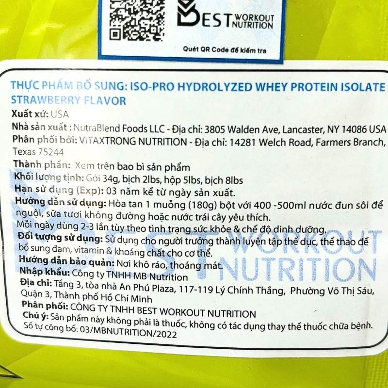 VitxXtrong Iso Pro Hydrolyzed Whey Isolate 2lbs