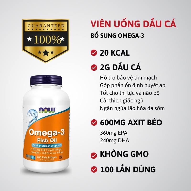 Now Omega-3 Fish Oil 200 viên chính hãng 100%