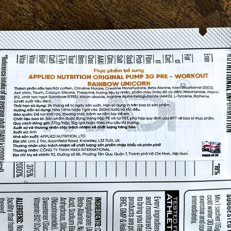 Applied Nutrition PUMP 3G Pre-Workout Original 1 serving