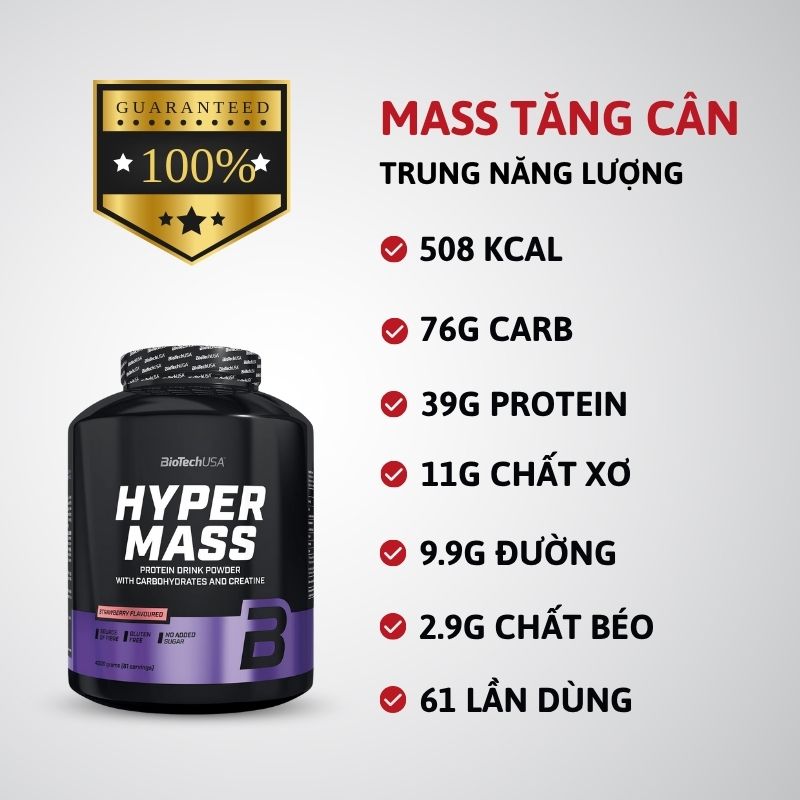 Biotech Hyper Mass 8.8Lbs – Mass 3 Tầng, Tăng Cơ Không Lo Mỡ
